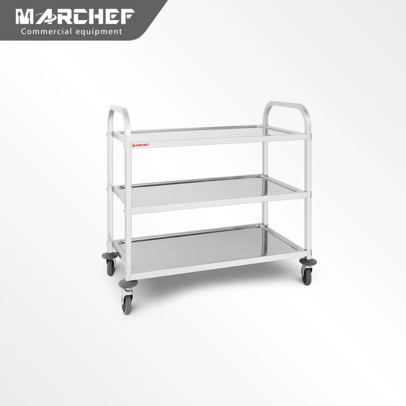 Stainless Steel 3 Tier Square Tube Serving Trolley ST3306 - MARCHEF
