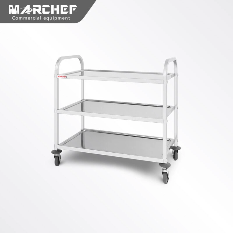 Stainless Steel 3 Tier Square Tube Serving Trolley ST3306 - MARCHEF